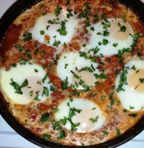 Shakshuka (Baked Eggs in Spicy Tomato Sauce) - This Old Gal