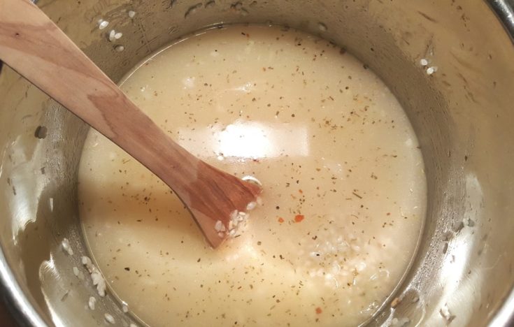 Pressure Cooker Basic Risotto Recipe with Peas and Carrots - This Old Gal