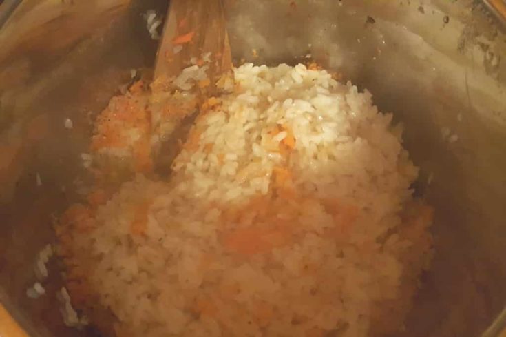 Pressure Cooker Basic Risotto Recipe with Peas and Carrots - This Old Gal