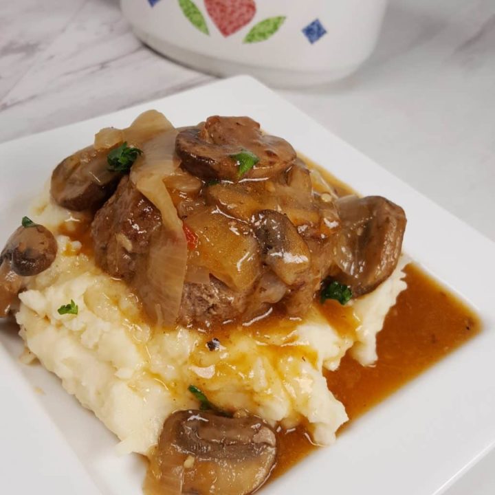 Pressure Cooker Salisbury Steak w/Onion Mushroom Gravy - This Old Gal
